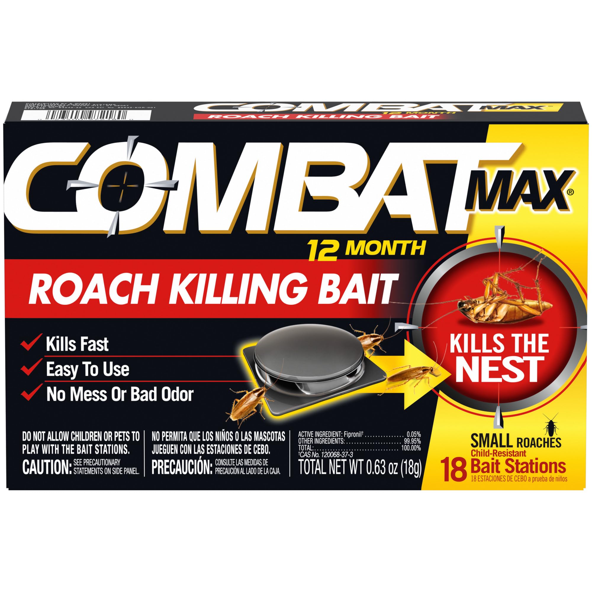 Combat Max 12 Month Roach Killing Bait, Small Roach Bait Station, Child ...
